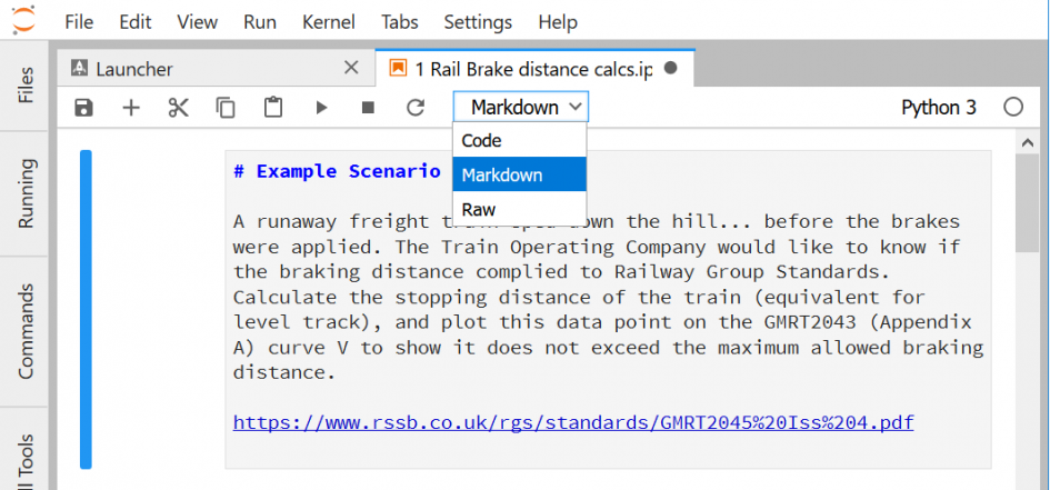 Python for Mechanical Engineers – Rail Brake distance calculations – AndyPi